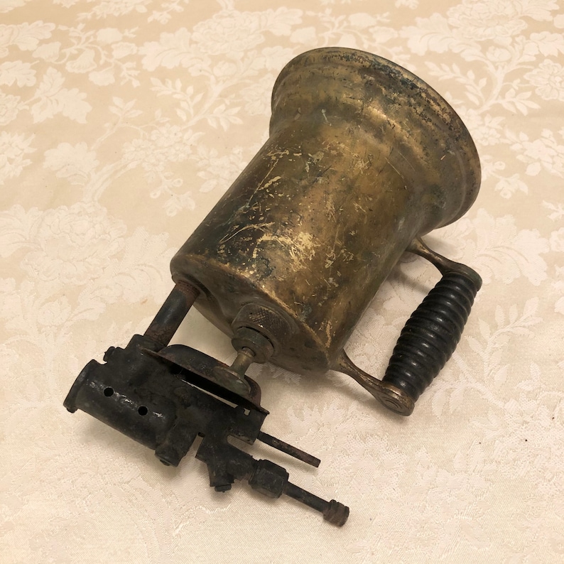 Antique Brass Hand Torch Aged Metal With Original Top Fittings One ...