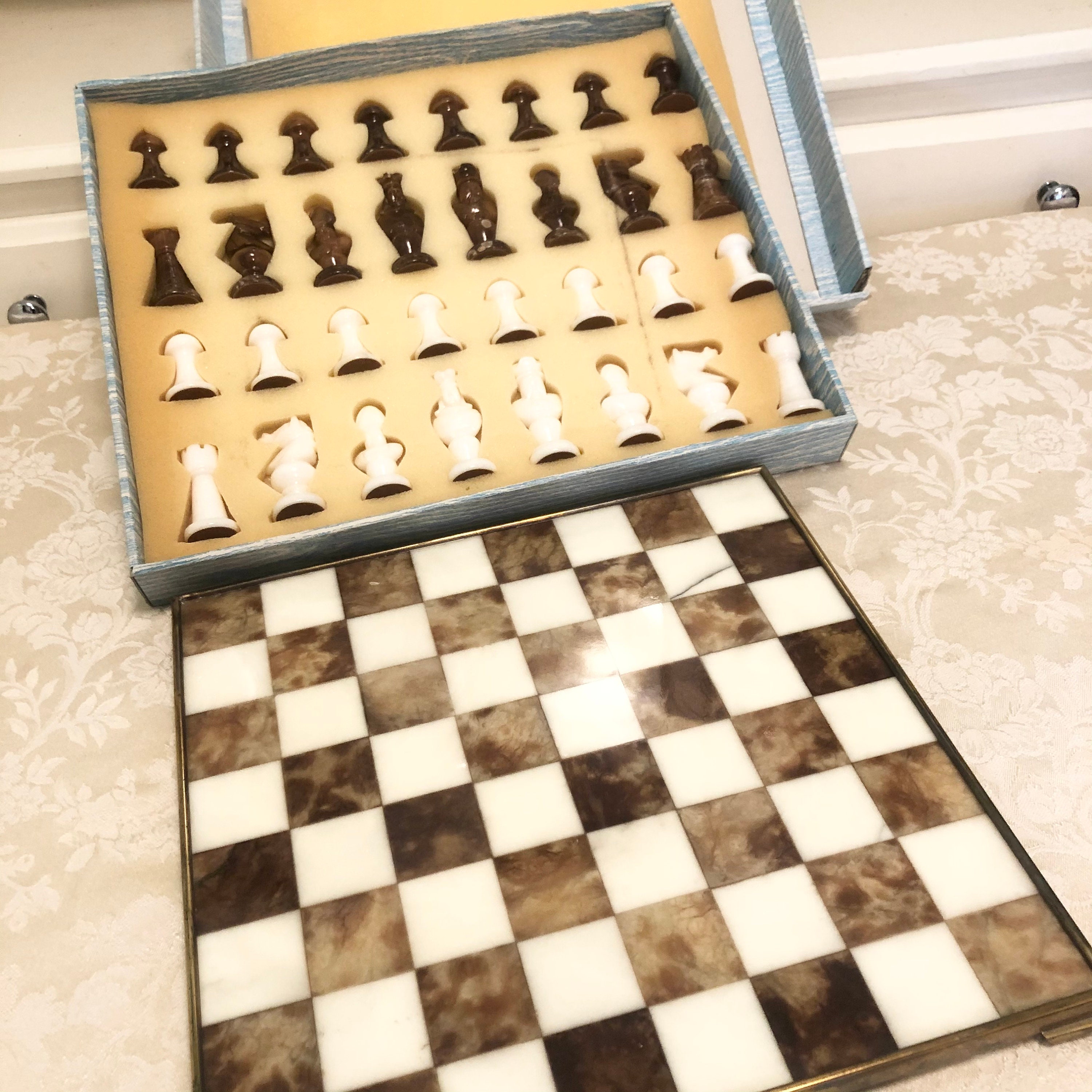 Chess Italy Brass And Stone Framed Chess Board Beautiful Crafted Board ...