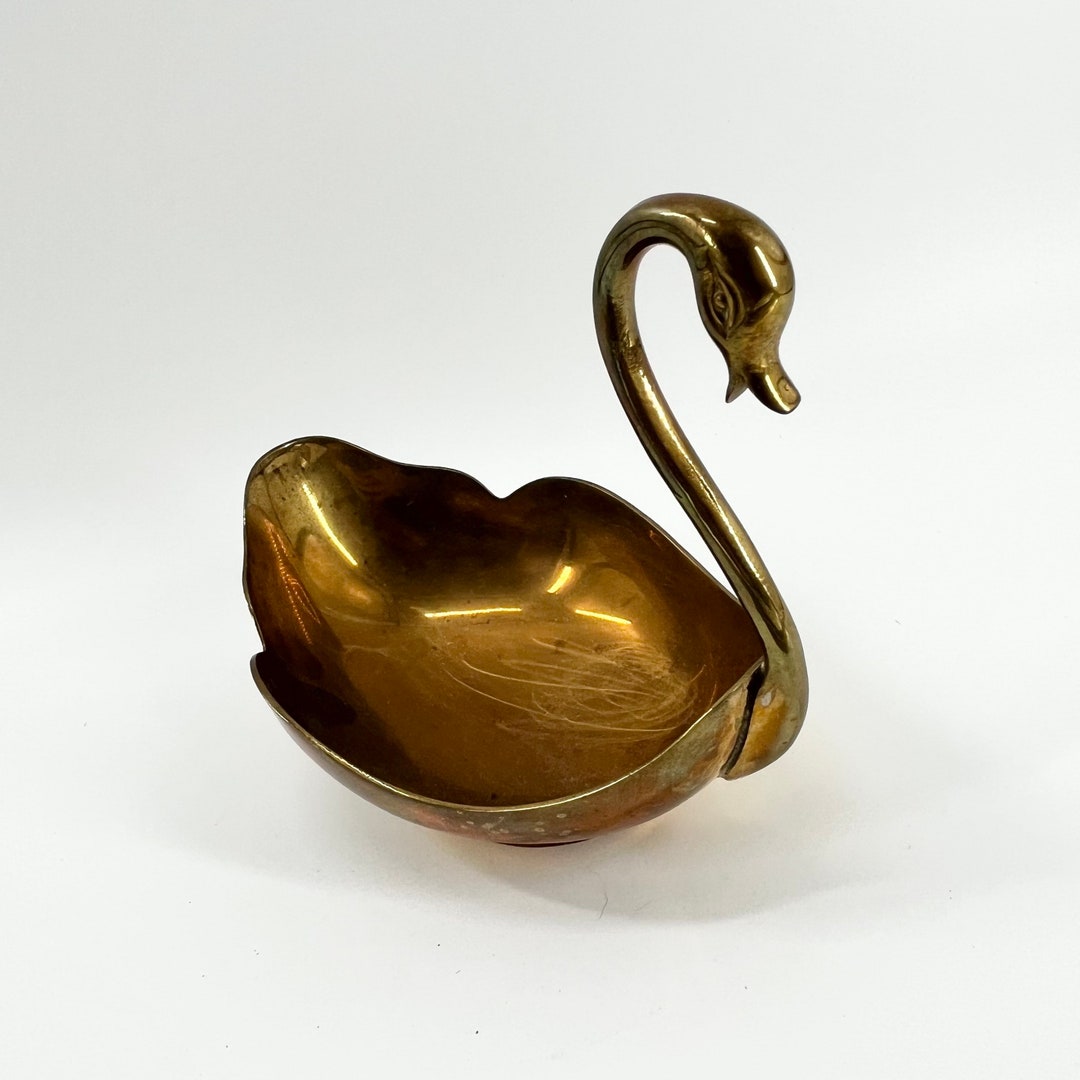 Antique Brass Swan Bowl Display Home Decor Brass Kitchen Table Center ...