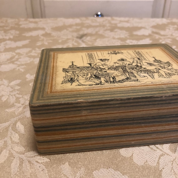 Very Victorian Era Simple Wooden Box With Elegant Top… - Gem
