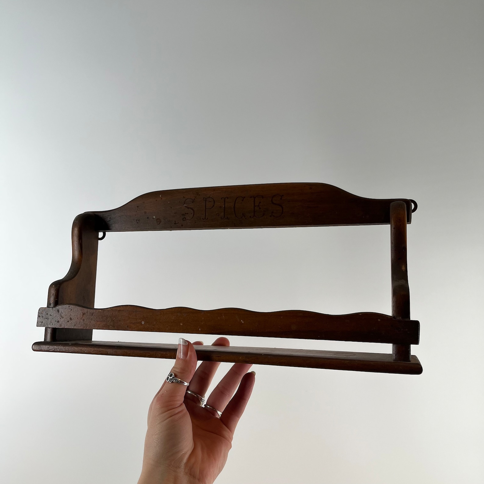 Wooden Spice Rack With Bold Writing Carved Fence Holding the Jars in ...