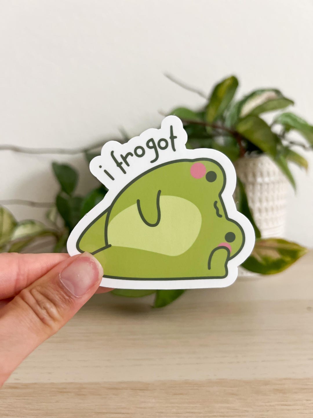 Cute Frog Sticker | 'i Frogot' Pun, Glossy Vinyl - Etsy