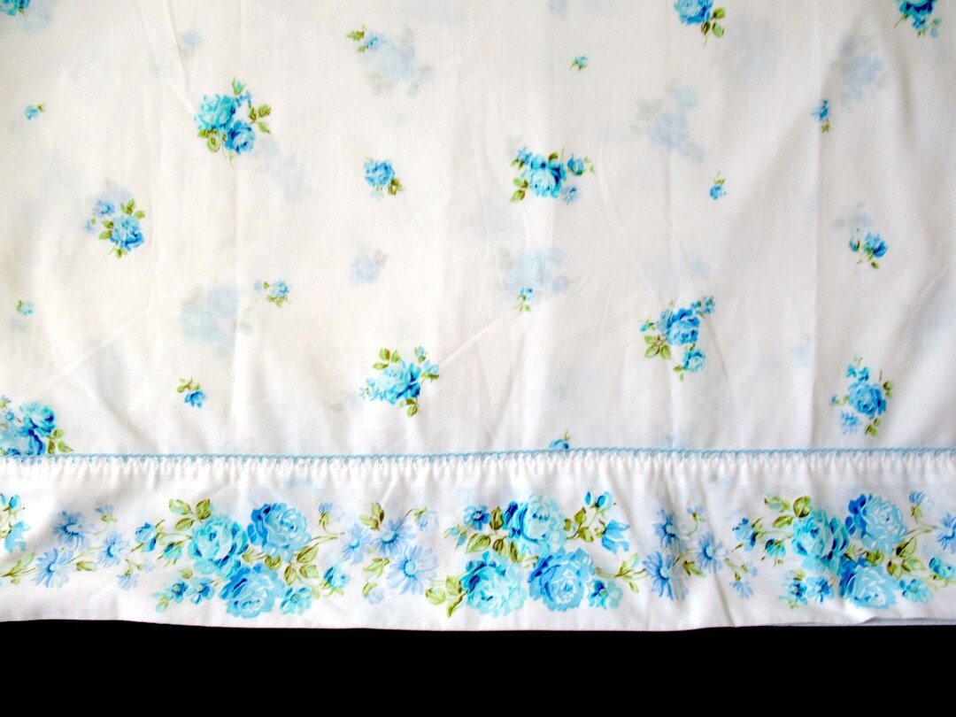 Vintage Double Flat Floral Sheet, Poly Cotton Sheet, Vintage Bedding ...