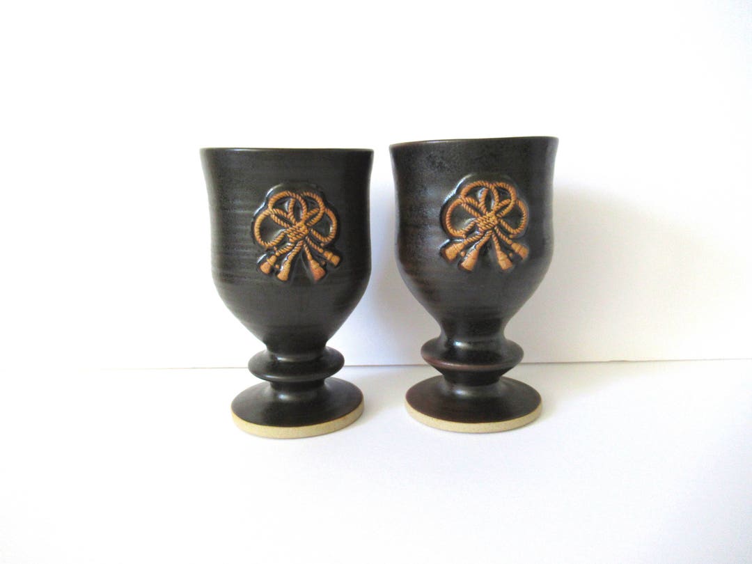 Pair English Stoneware Jerry Harper York Goblets, Hand Thrown Goblets ...