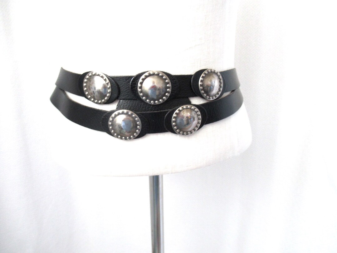 Vintage Gail Labelle Leather Belt With Silver Discs, Renassance Leather ...