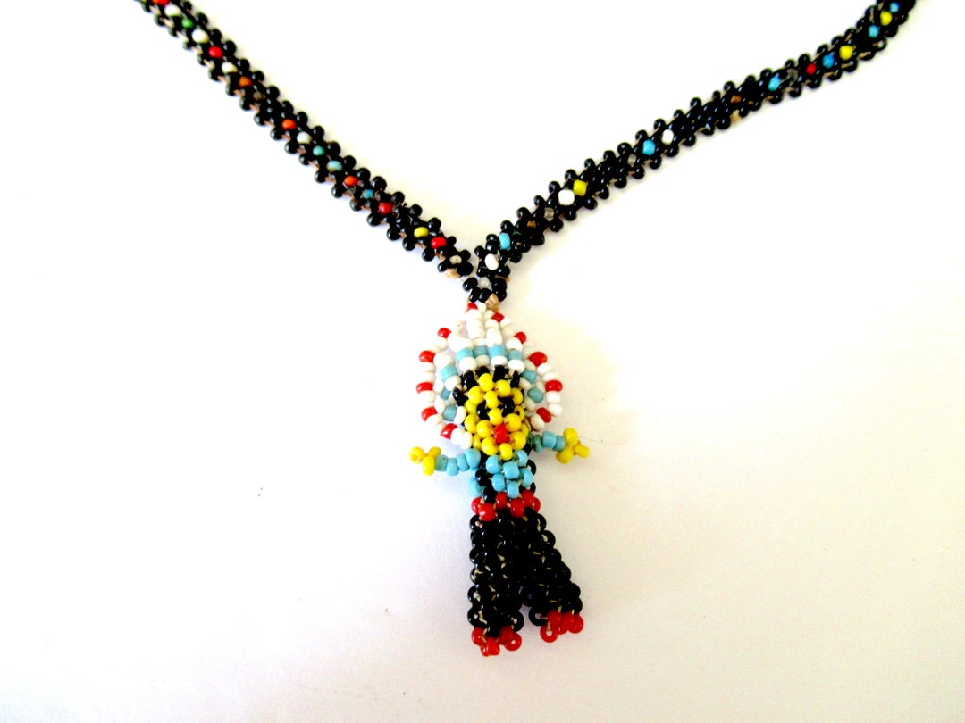 Native American Beaded Necklace, 80s Beaded Necklace, Indian Folk Beads ...