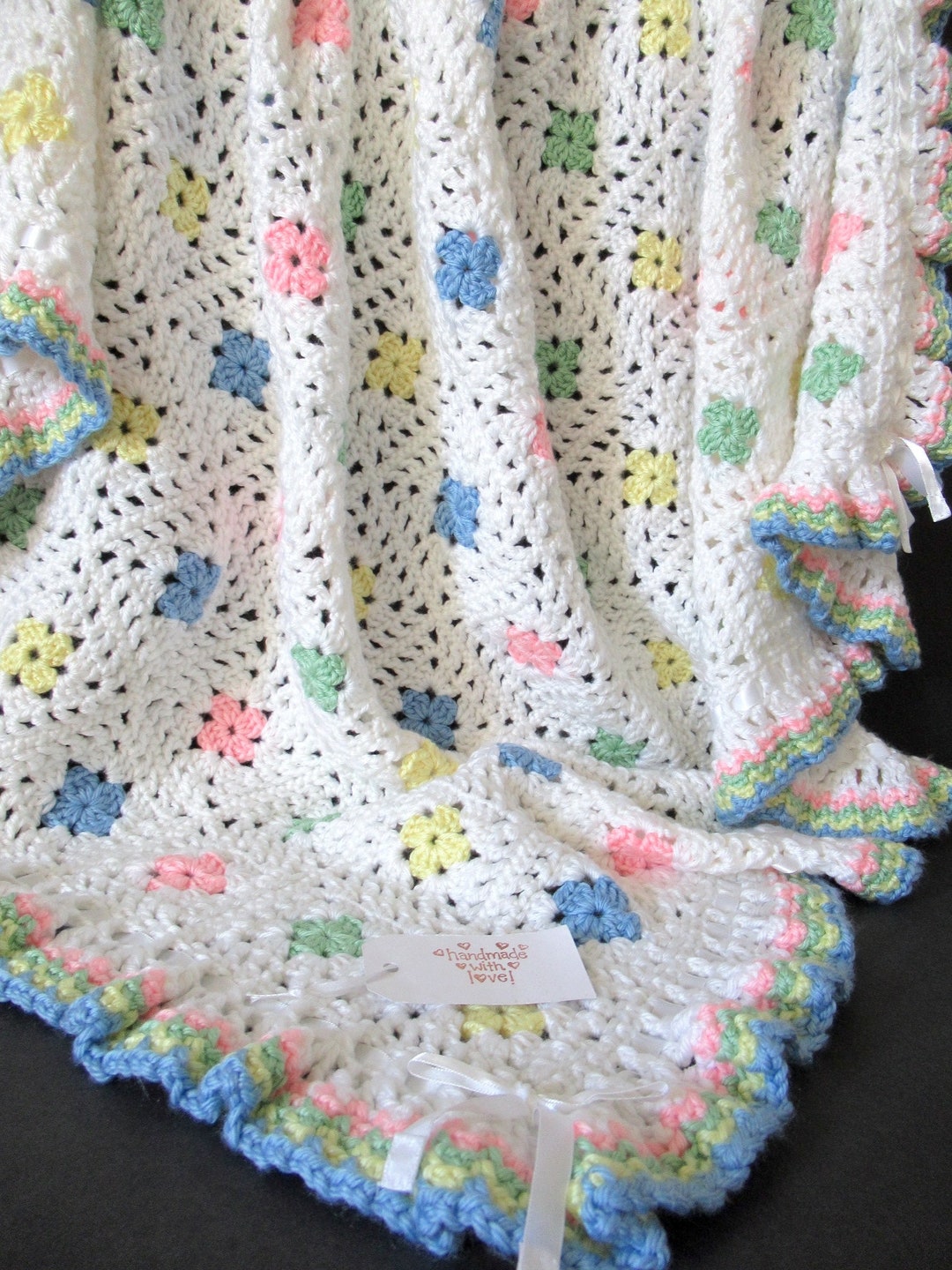 Hand Made Baby Afghan, Multi Color Afghan, Baby Shower Gift, Nursery ...