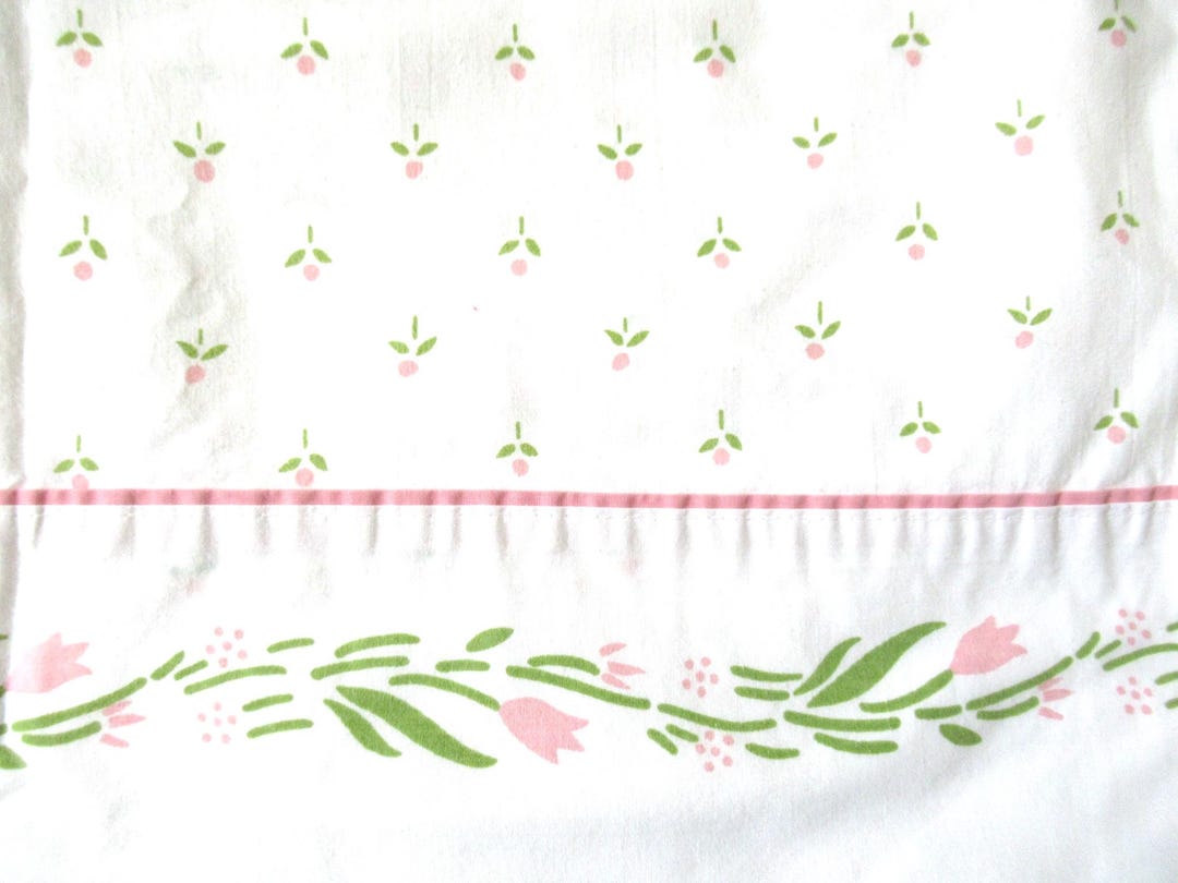 Vintage Laura Ashley King Sheet, Poly Cotton Sheet, Pink White Sheet ...