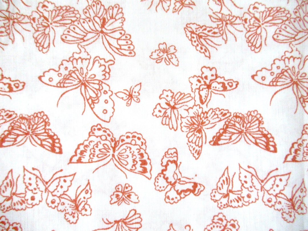 Vintage Full Flat Sheet, Butterfly Sheet Fabric, Poly Cotton Sheet ...