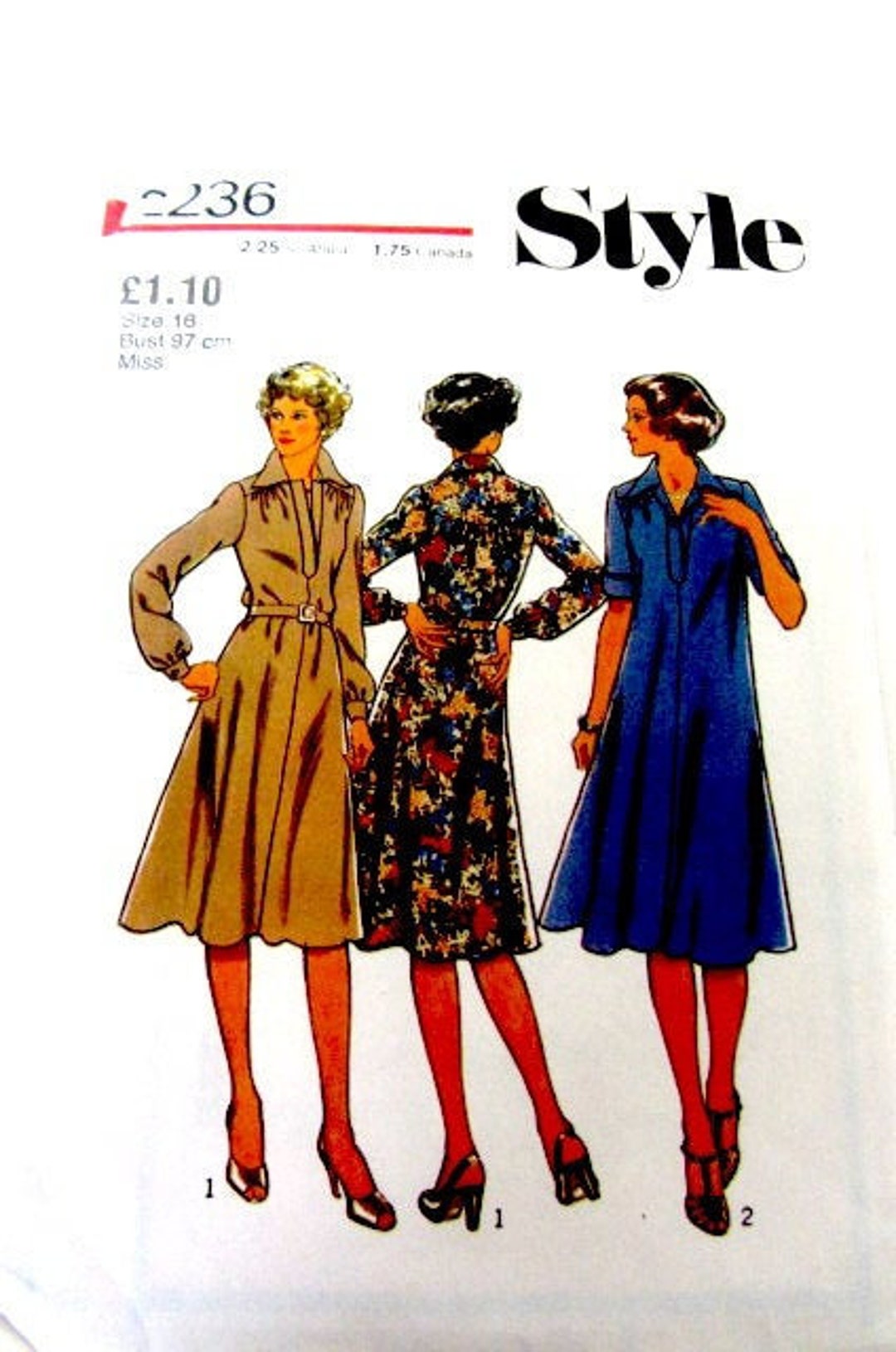 70s Style Uncut Dress Pattern Size 16 Pattern Dress Pattern - Etsy