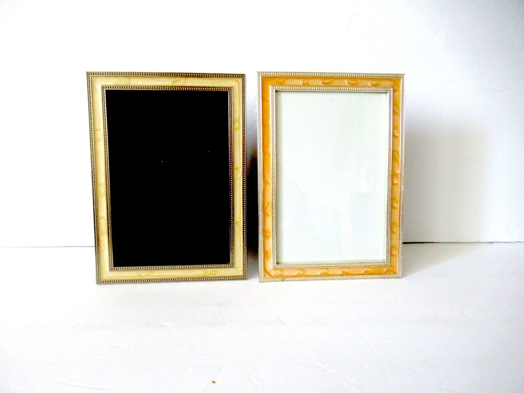 Vintage 2 Yellow Photo Frames, Photo Frames, Romantic Photo Frame, 5x7 ...