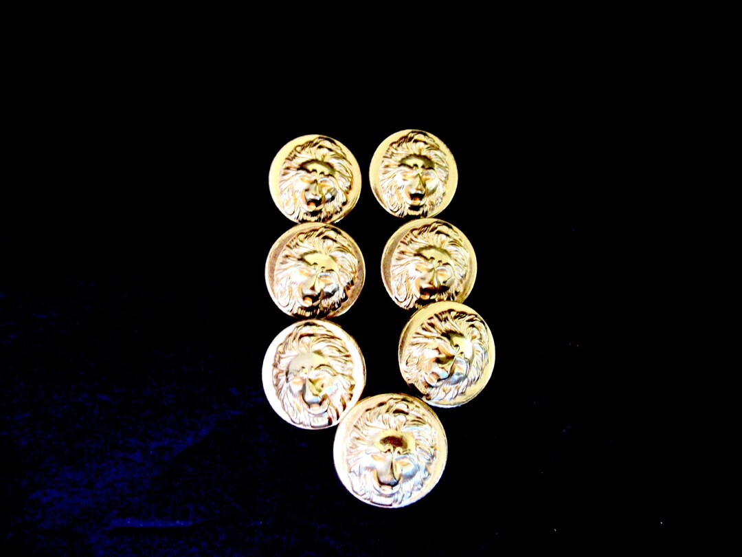 Lions Head Gold Jacket or Coat Buttons, Reclaimed Gold Buttons, Gold ...