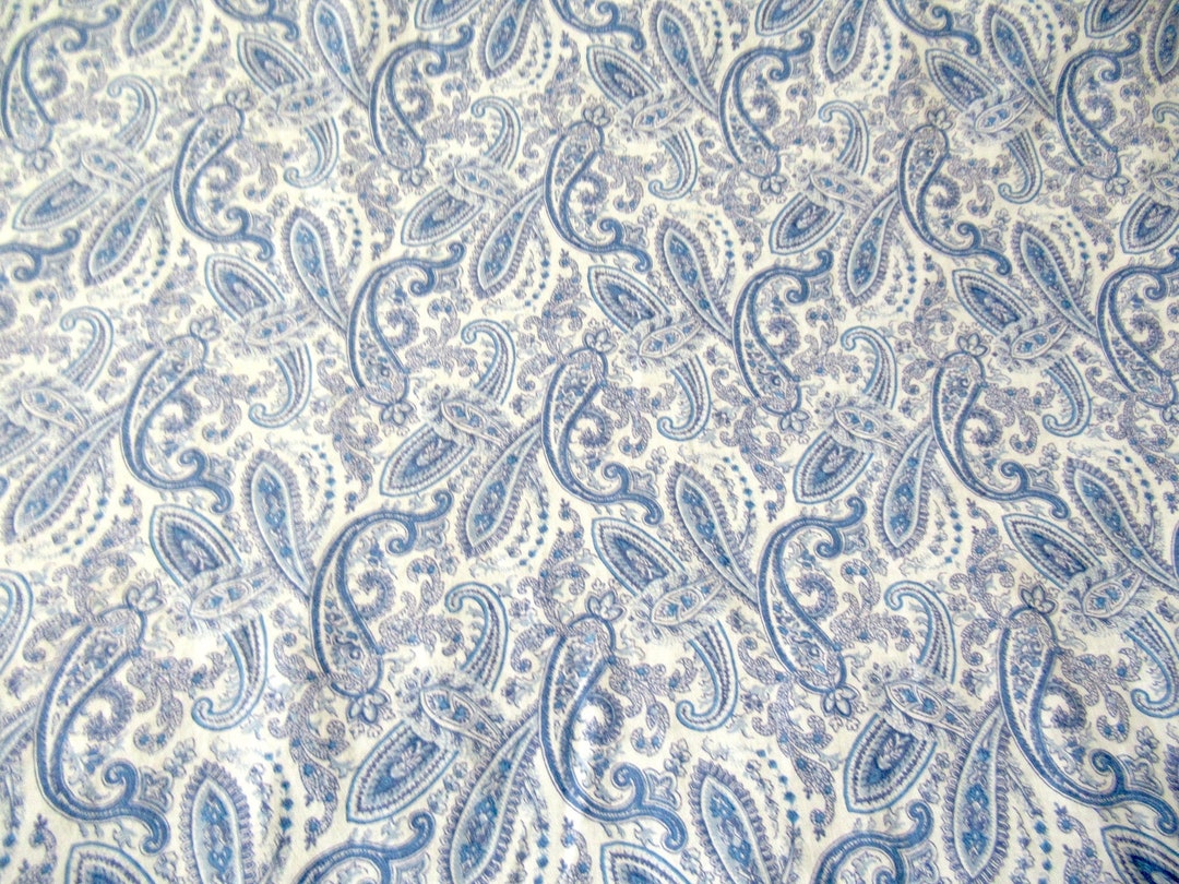 Vintage Twin Bed Flat Blue Paisley Sheet, Sheet Tablecloth, Vintage ...
