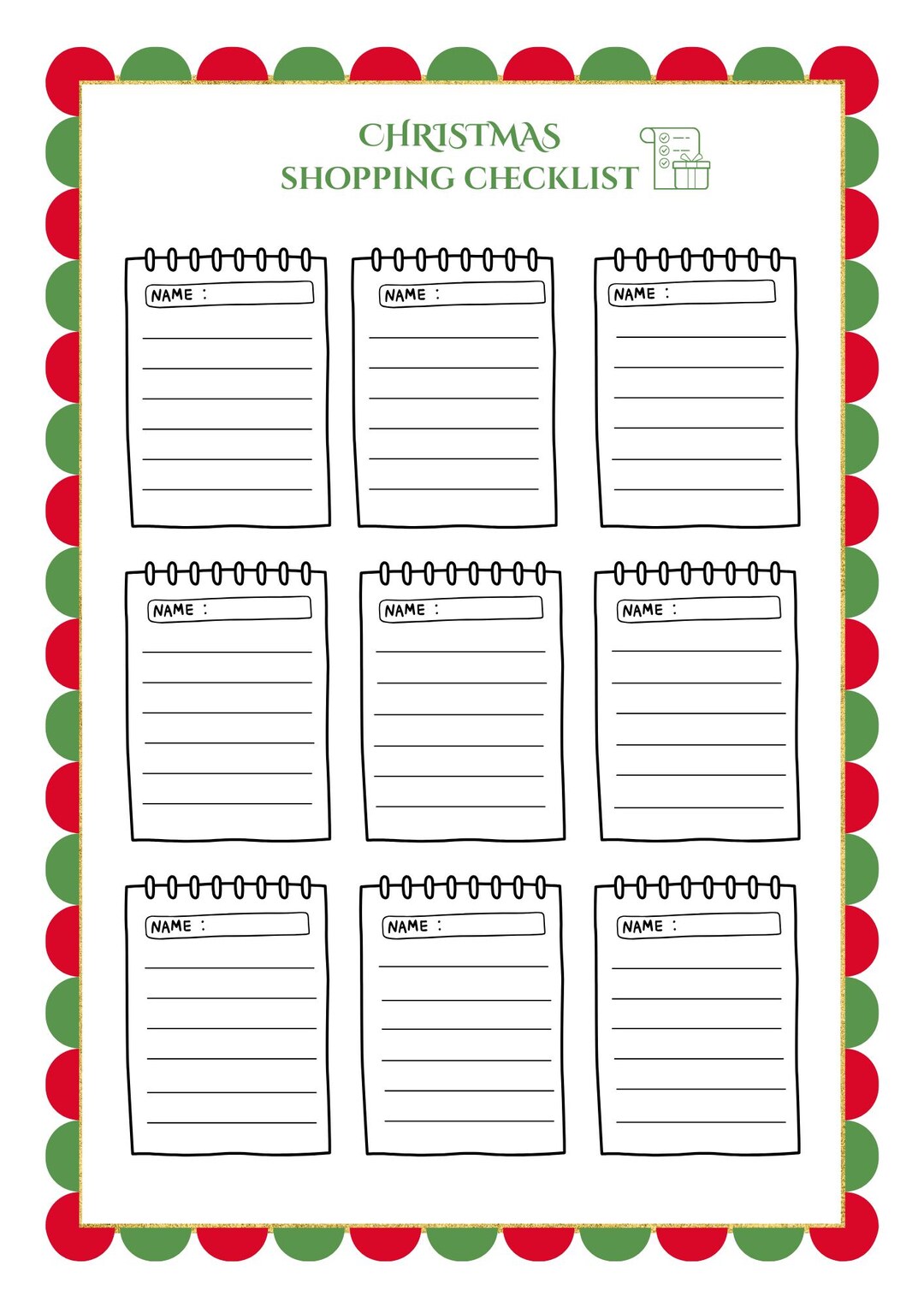 Printable Christmas Shopping Checklist – Festive Gift List Planner ...