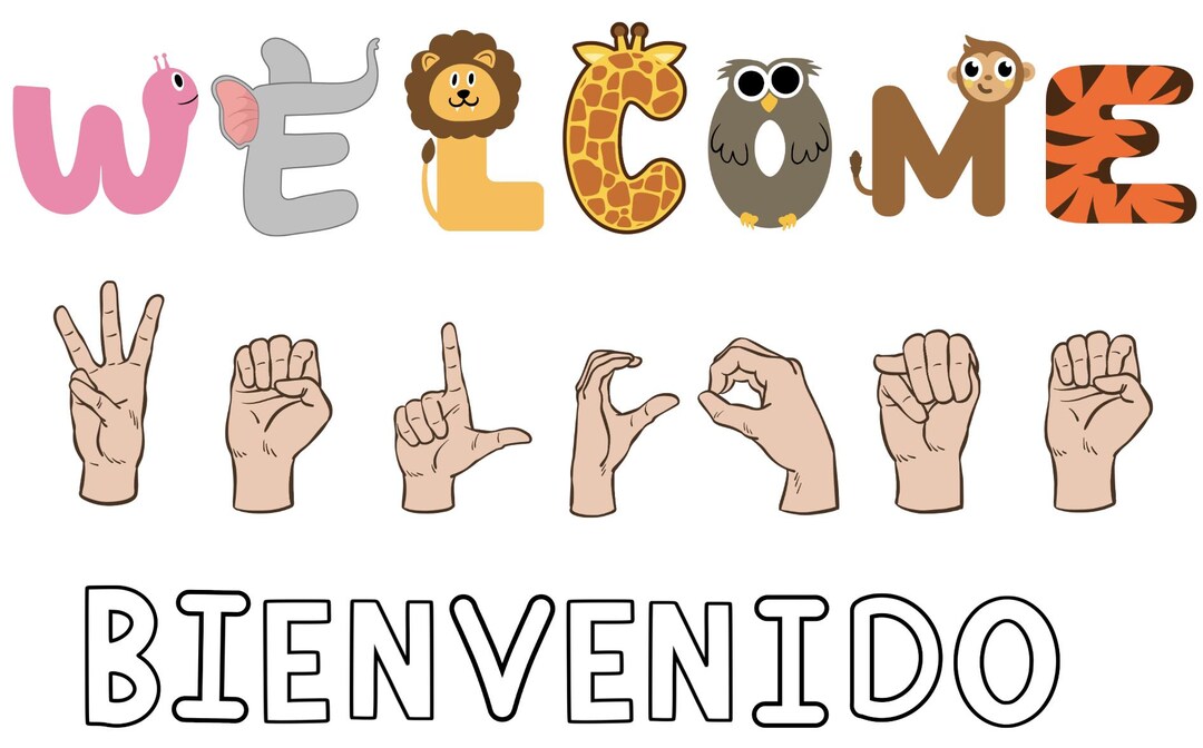 Back to School Welcome Sign in ASL, English and Spanish - Etsy