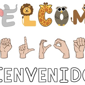 Back to School Welcome Sign in ASL, English and Spanish - Etsy