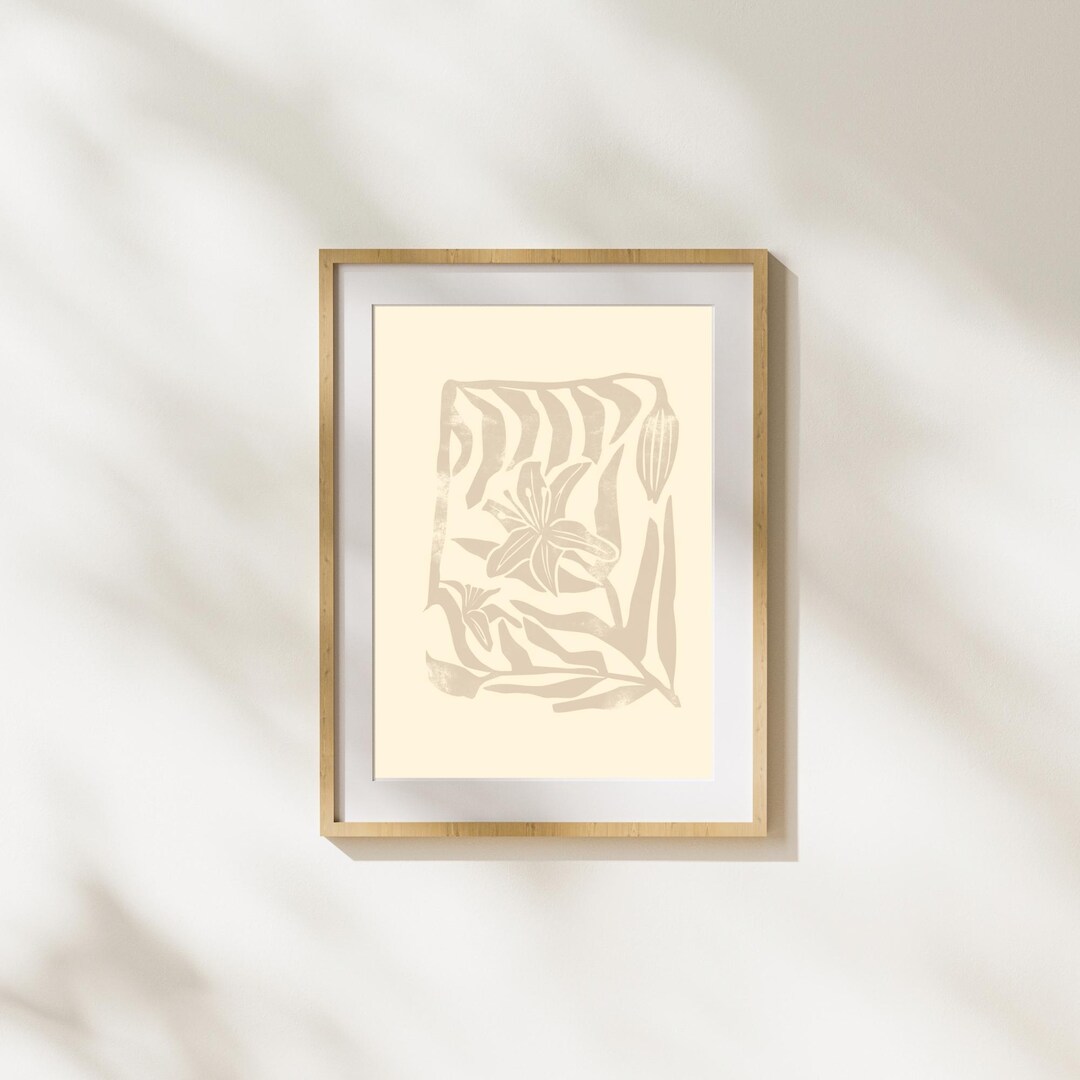 Consider the Lilies Linocut Print: Neutral Christian Wall Art (digital ...