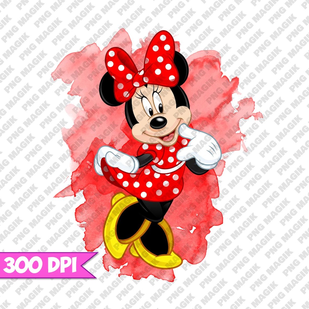 Minnie Red, PNG, Whatercolor Background, Clip Art, Sublimation ...