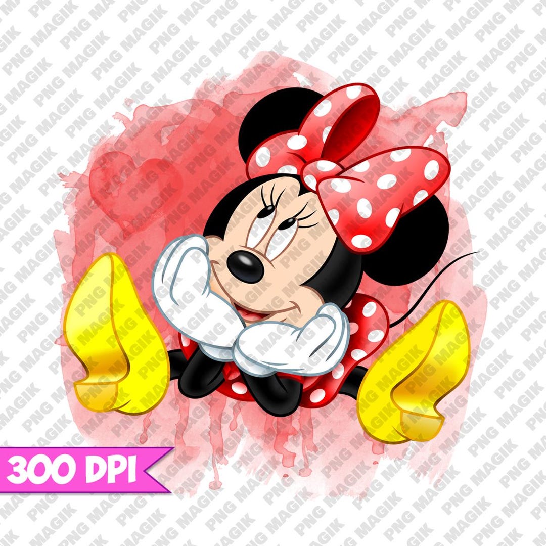 Minnie Red, PNG, Whatercolor Background, Clip Art, Sublimation ...
