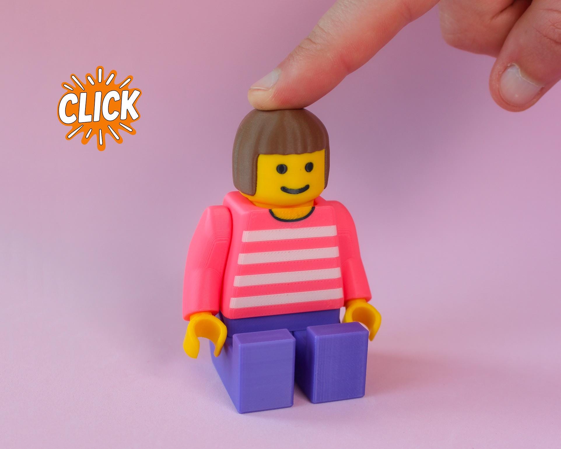 Lego Mini Figure Inspired Clicker Fidget / Keychain 3D Printed Sensory ...