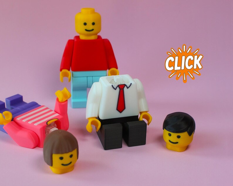 Lego Mini Figure Inspired Clicker Fidget / Keychain 3D Printed Sensory ...