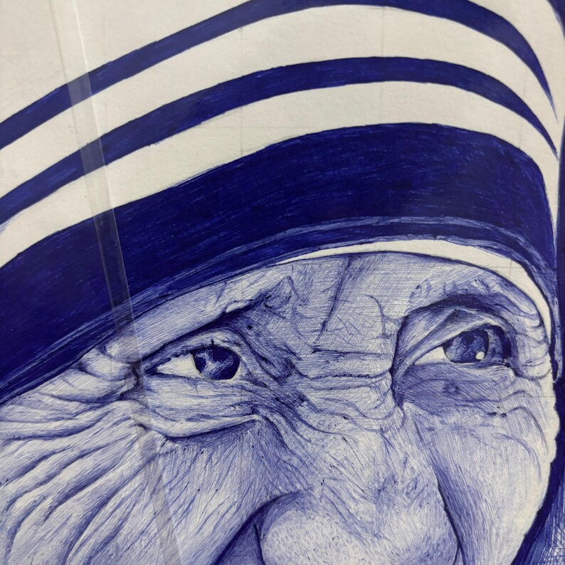 Handmade Ballpoint Pen Drawing | Mother Teresa Portrait & Bodybuilder ...