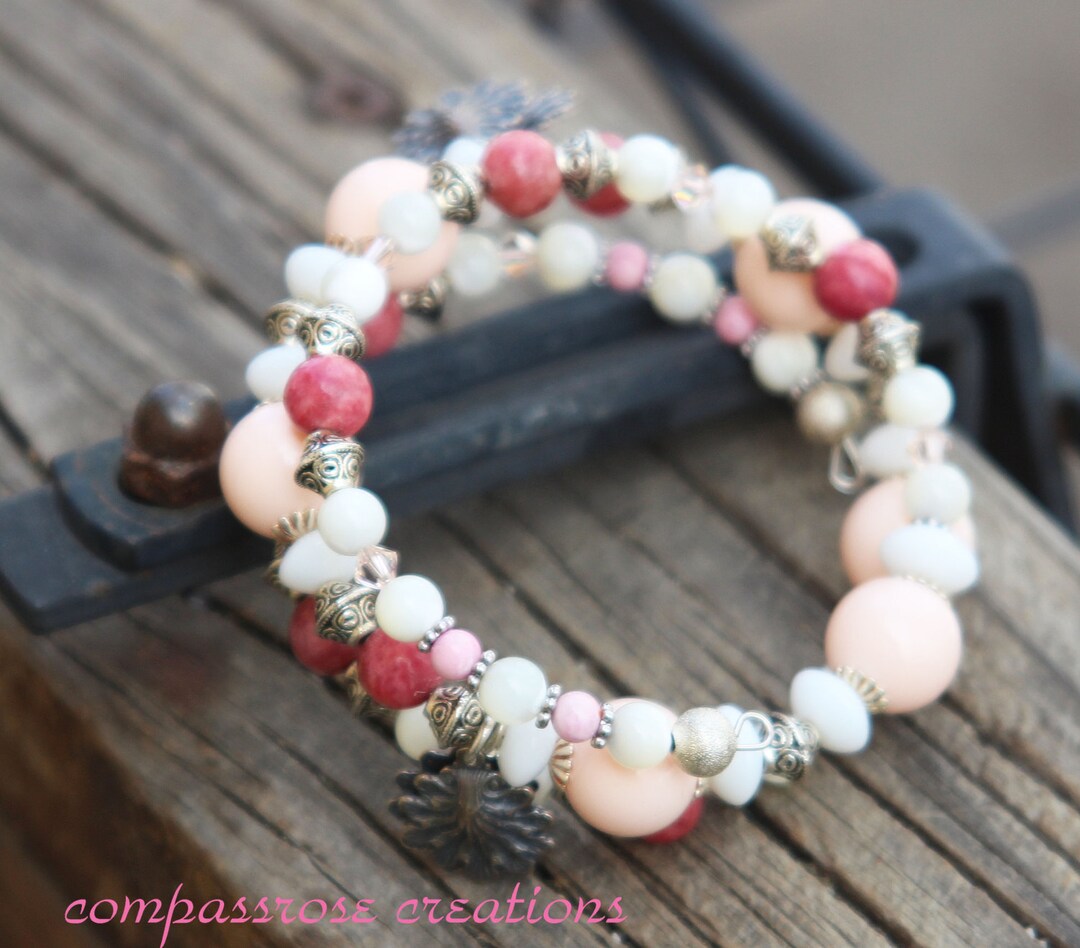 Sorbet Baby Pink Shell Pearl Beads & Berry Pink Rhodochrosite Beads ...