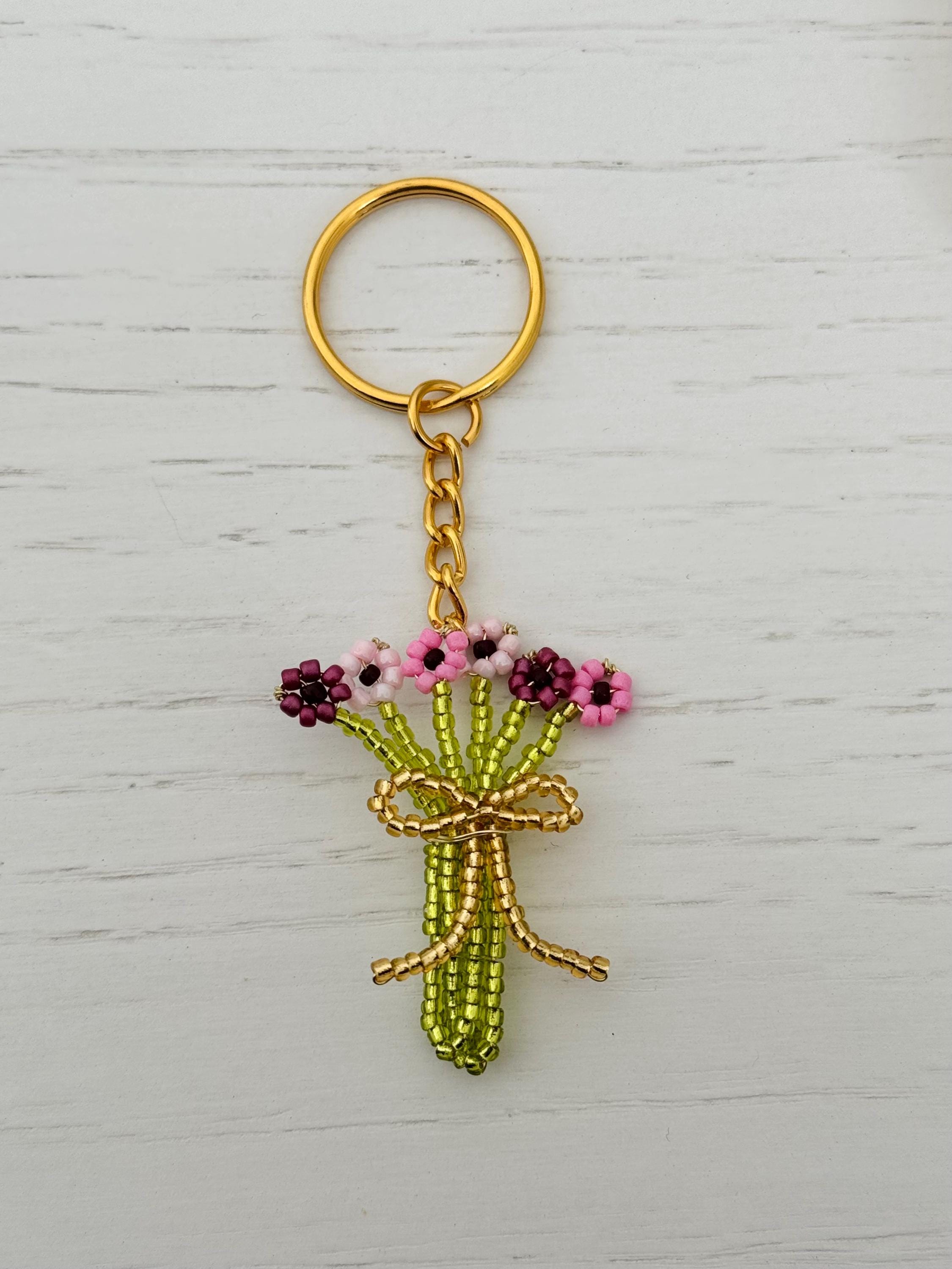 Dainty Beaded Flower Bouquet Keychain - Etsy