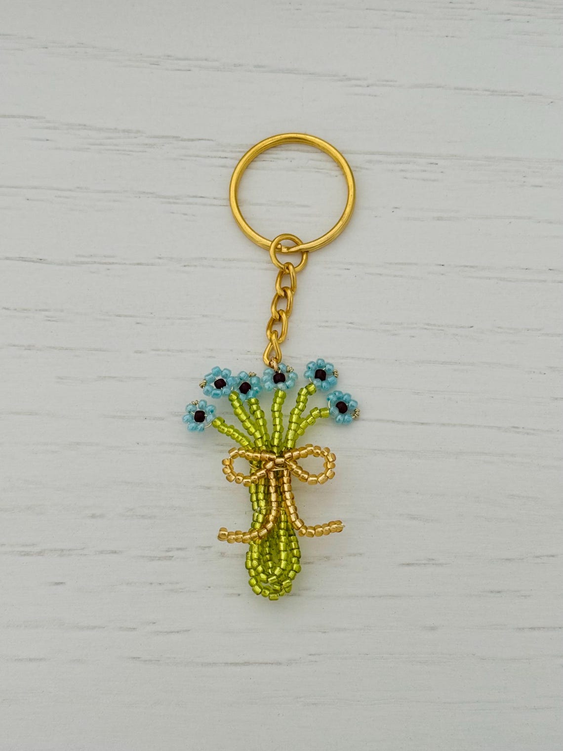 Dainty Beaded Flower Bouquet Keychain - Etsy