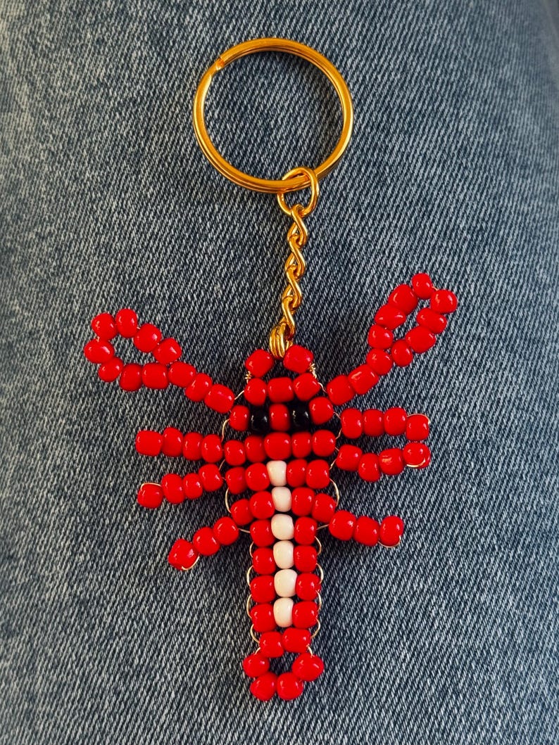 Handmade Beaded Crab and Lobster Keychain - Etsy
