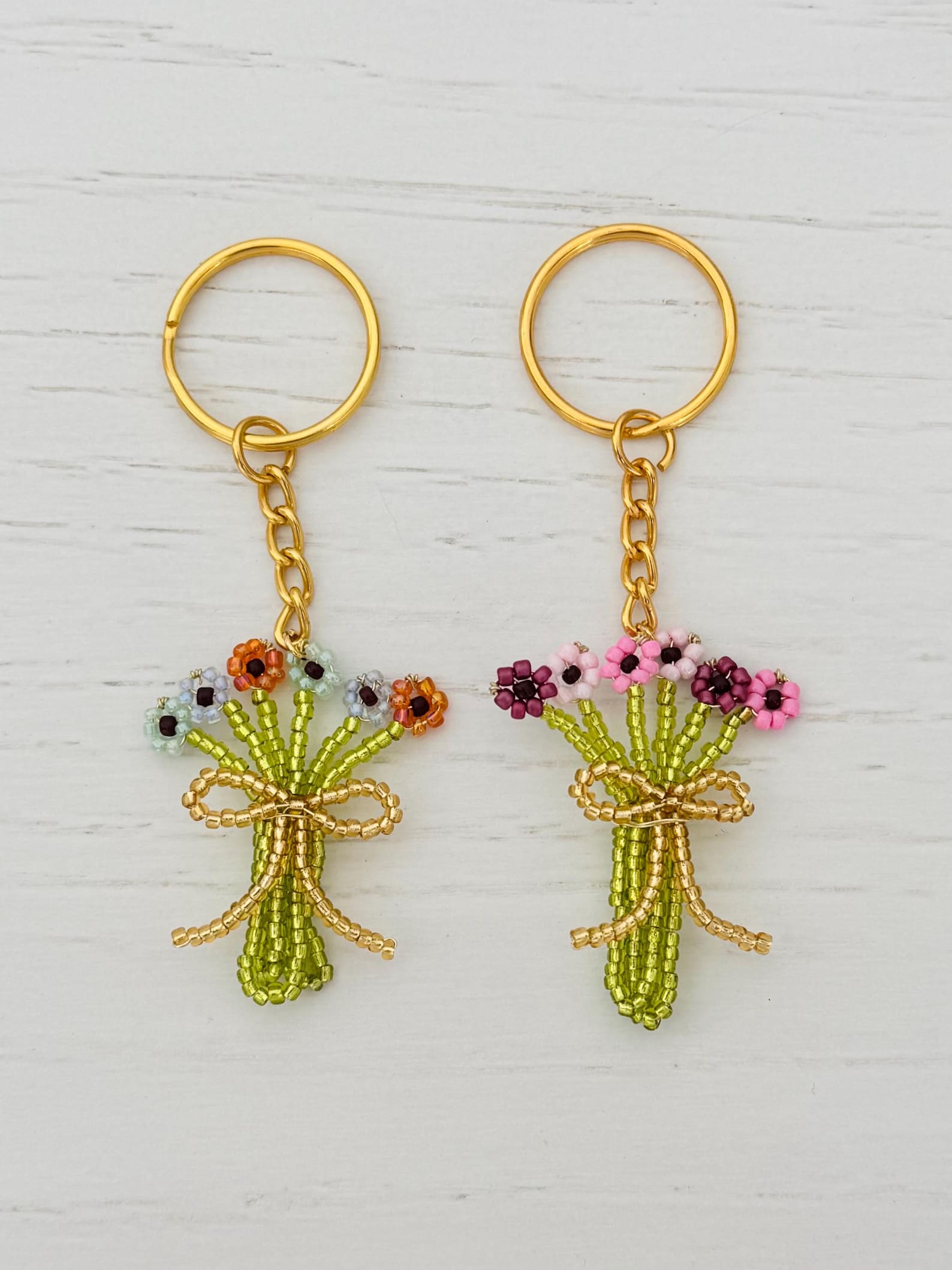 Dainty Beaded Flower Bouquet Keychain - Etsy