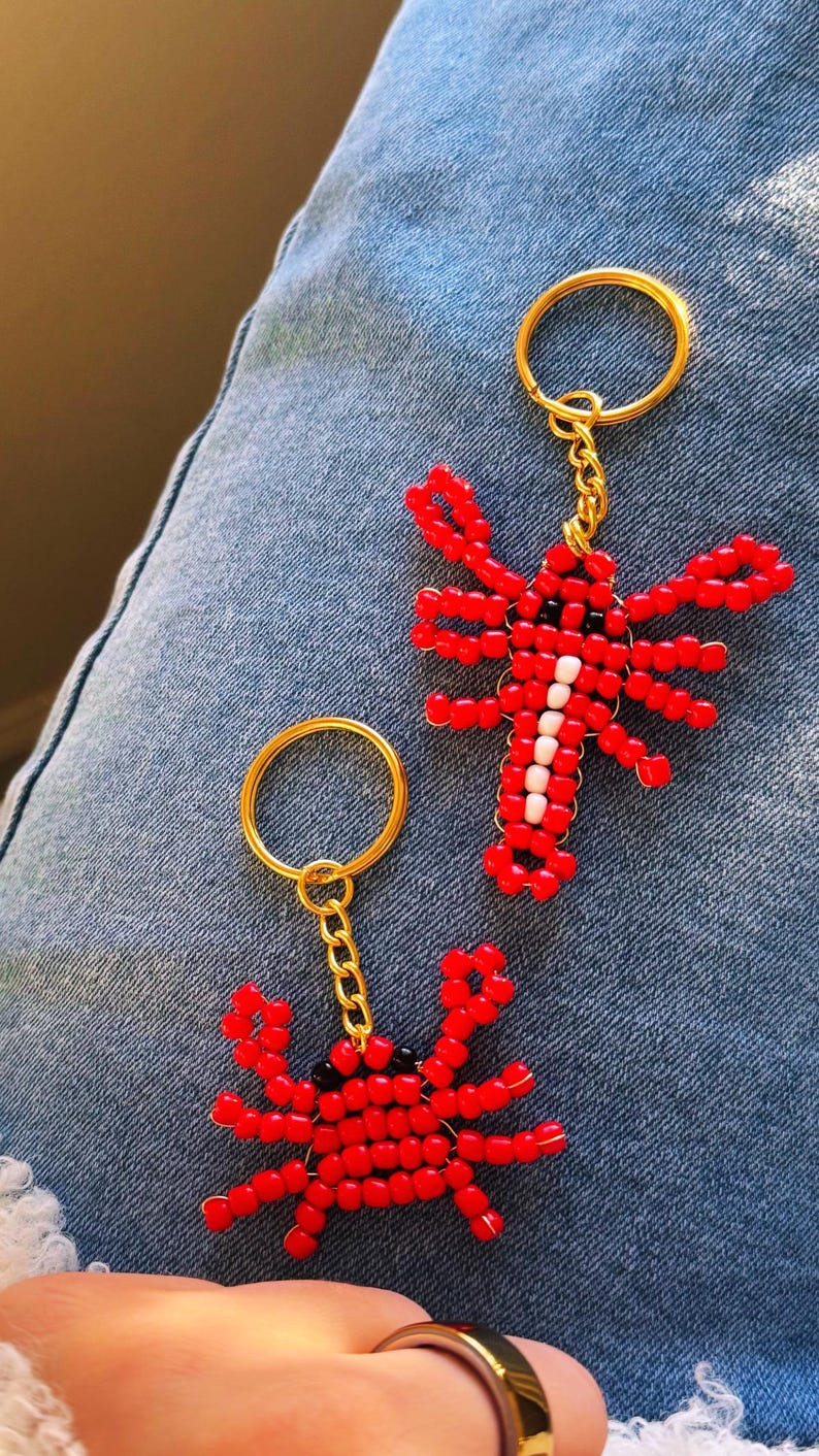 Handmade Beaded Crab and Lobster Keychain - Etsy