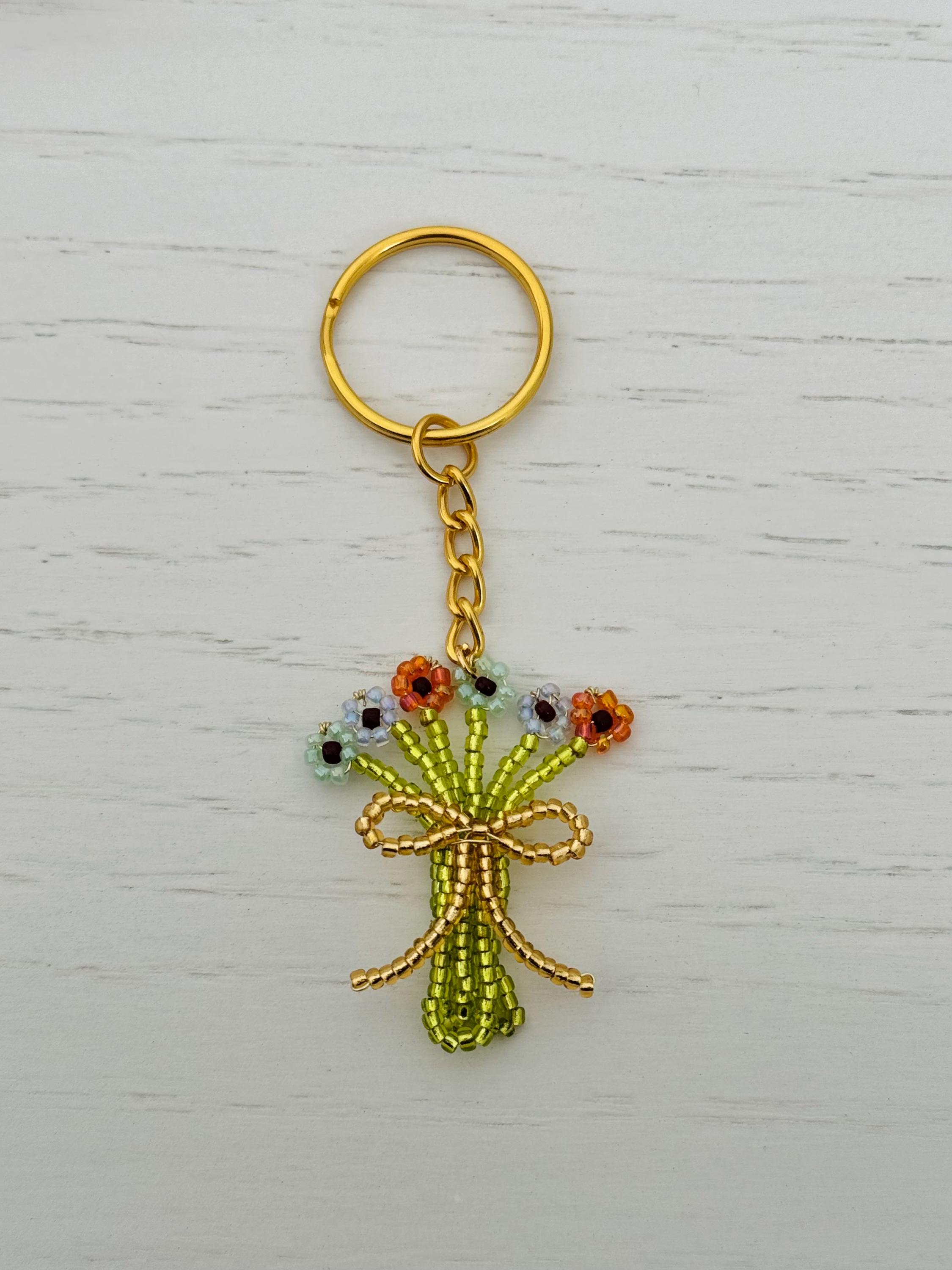 Dainty Beaded Flower Bouquet Keychain - Etsy