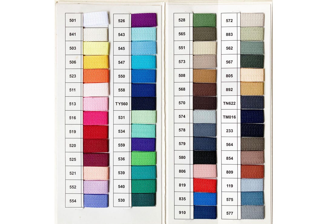 YKK Nylon Zippers - 4″ to 22″, 54 Colors, Mix and Match for Sewing ...