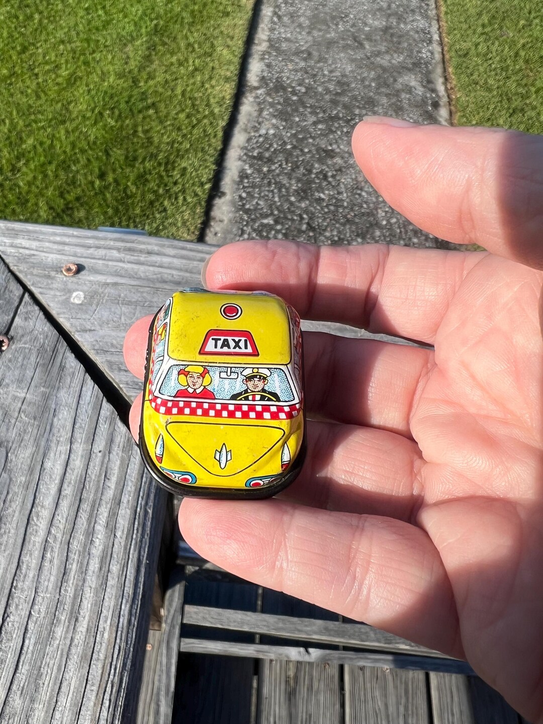Vintage Tin Litho Friction Taxi Cab Toy Car - Classic Collectible - Etsy