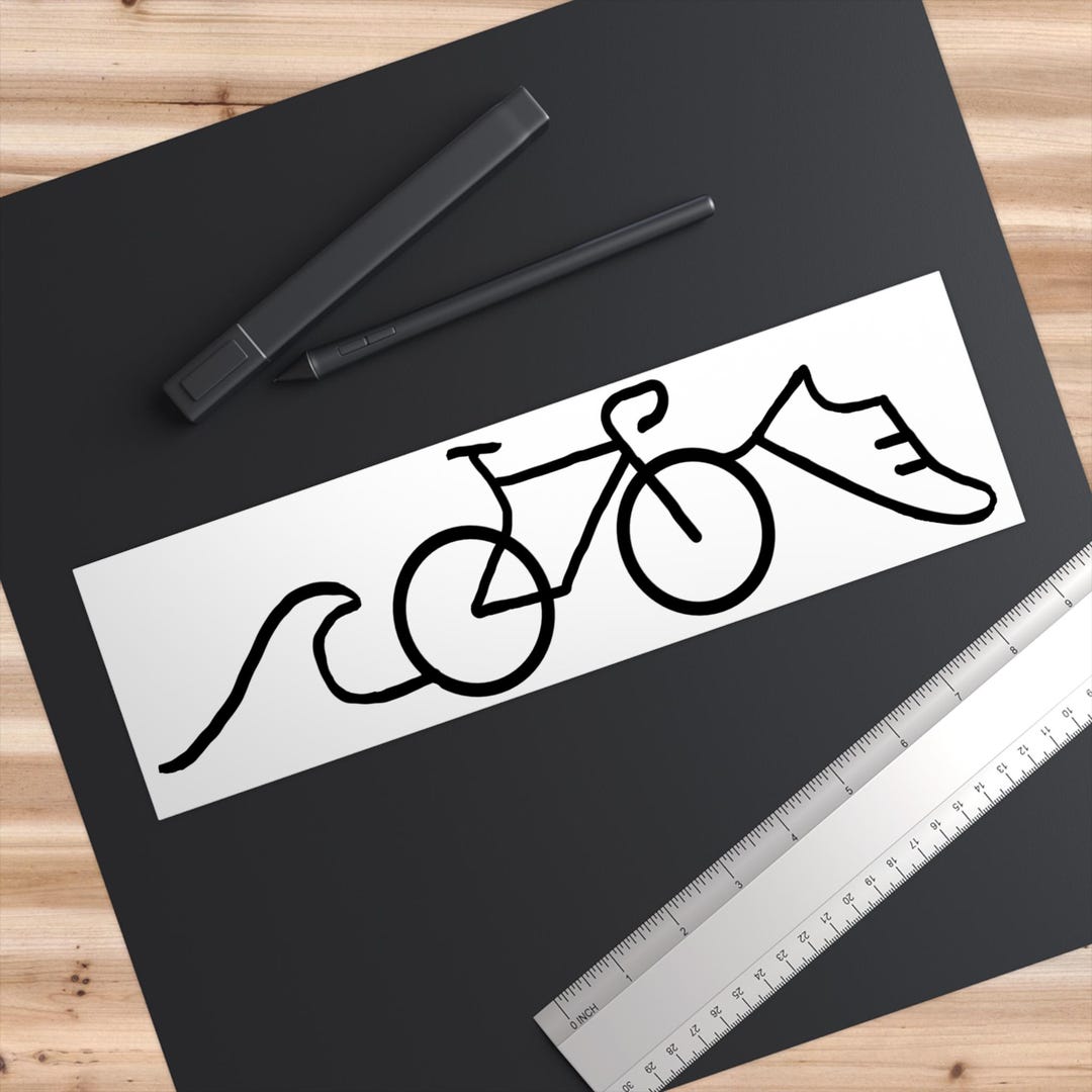Triathlon Bumper Stickers, Cycling Enthusiast Car Decal, Outdoor ...