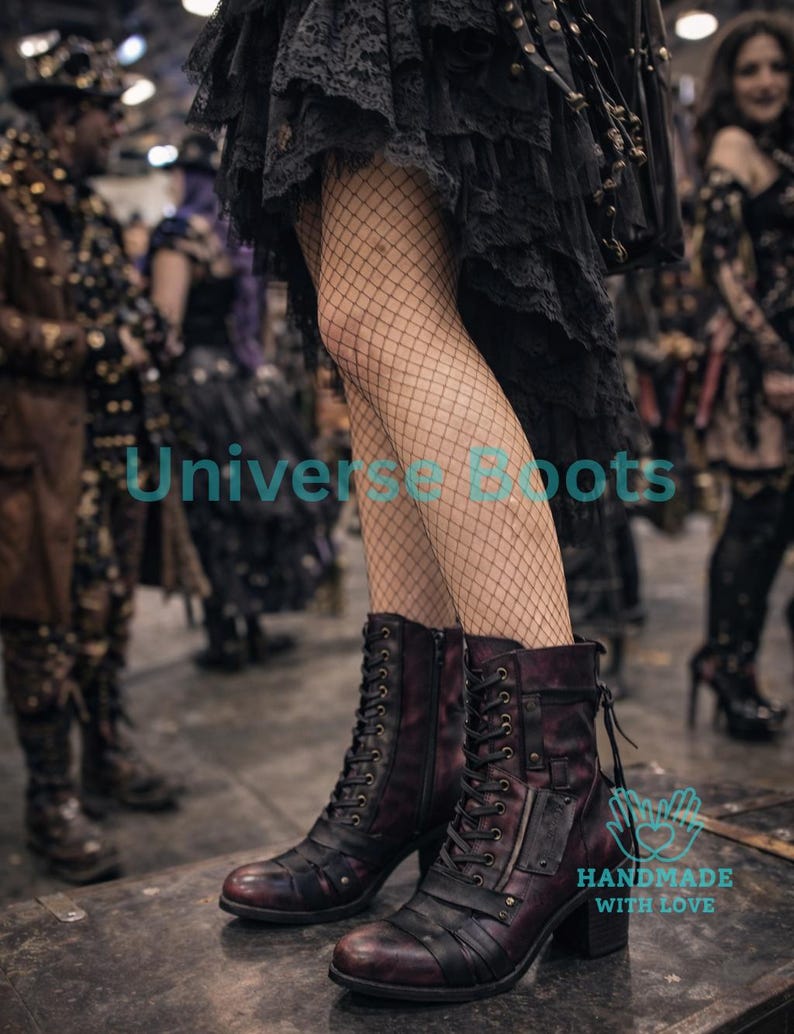 Steampunk Lace-up Victorian Combat Boots | Women’s Gothic Ankle Boots ...