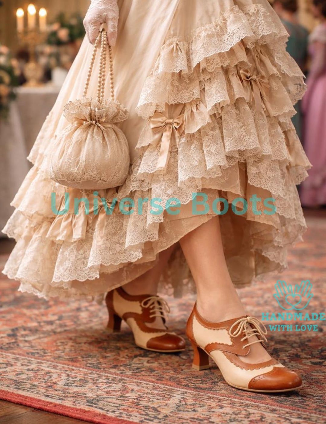 Victorian Oxford Heels for Women – Two Tone Leather Lace up Shoes ...