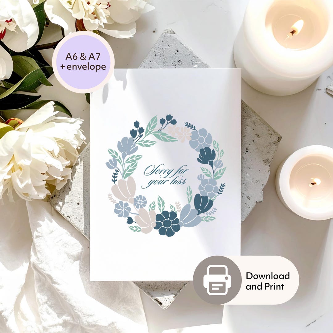 Minimalist Sympathy Card Printable: Bereavement Condolences (digital ...