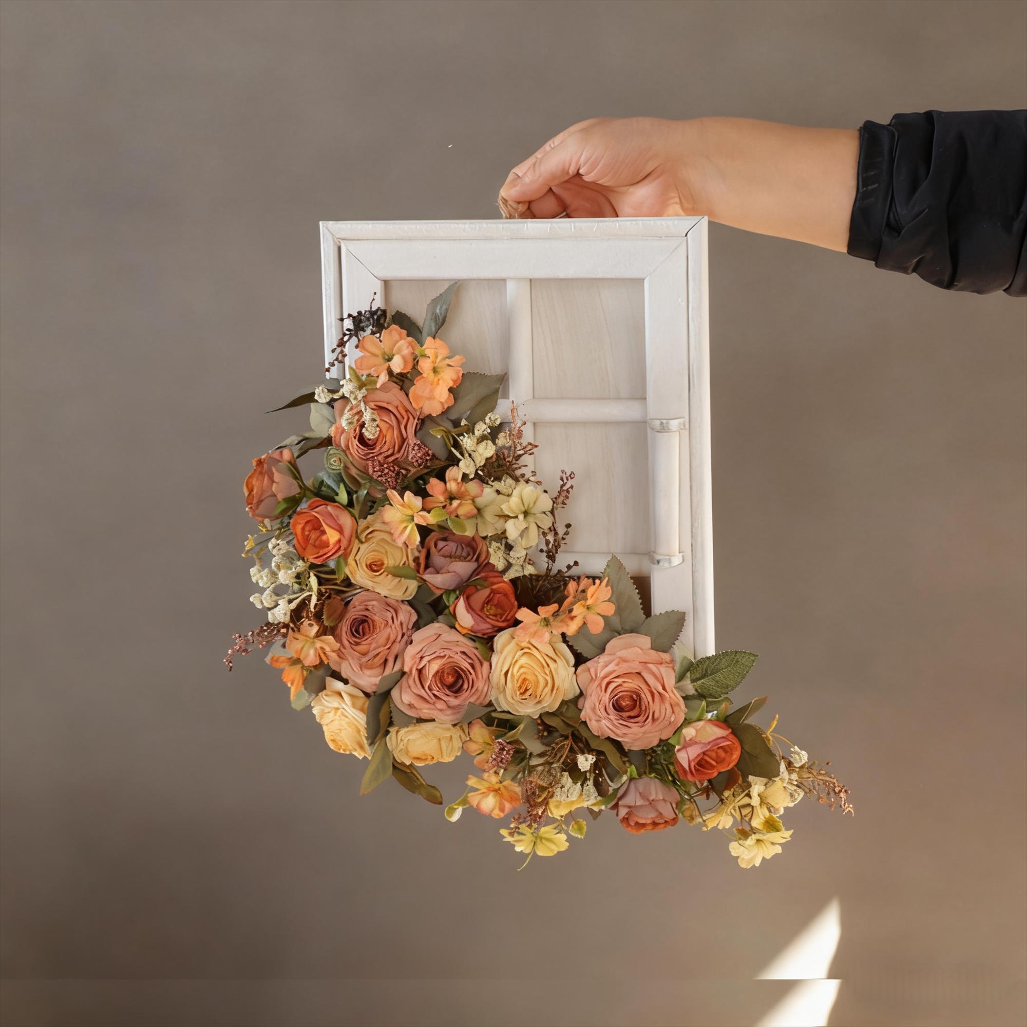 Timeless Floral Christmas Window Frame Art – Vintage-style Rose ...