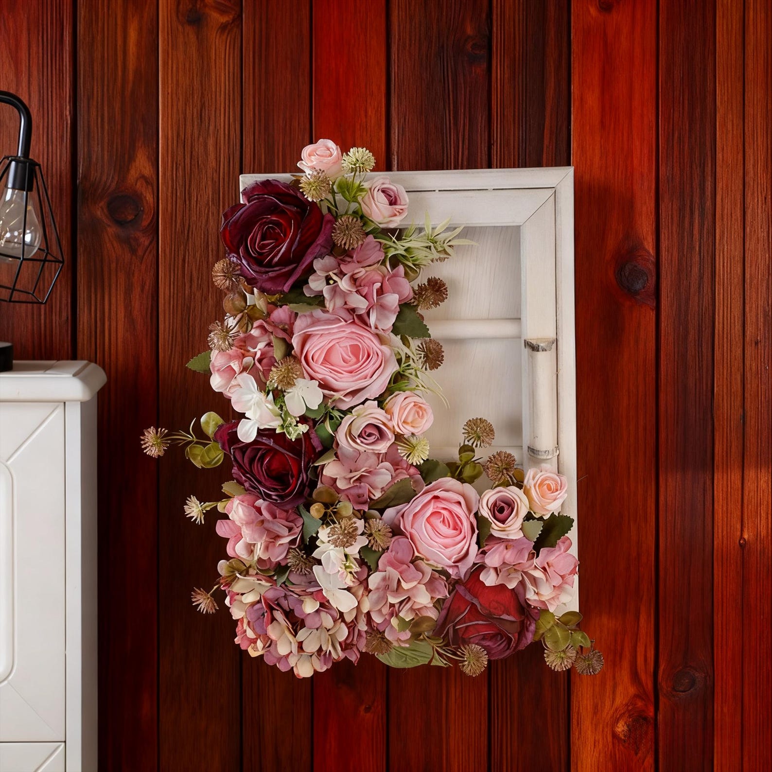 Timeless Floral Christmas Window Frame Art – Vintage-style Rose ...