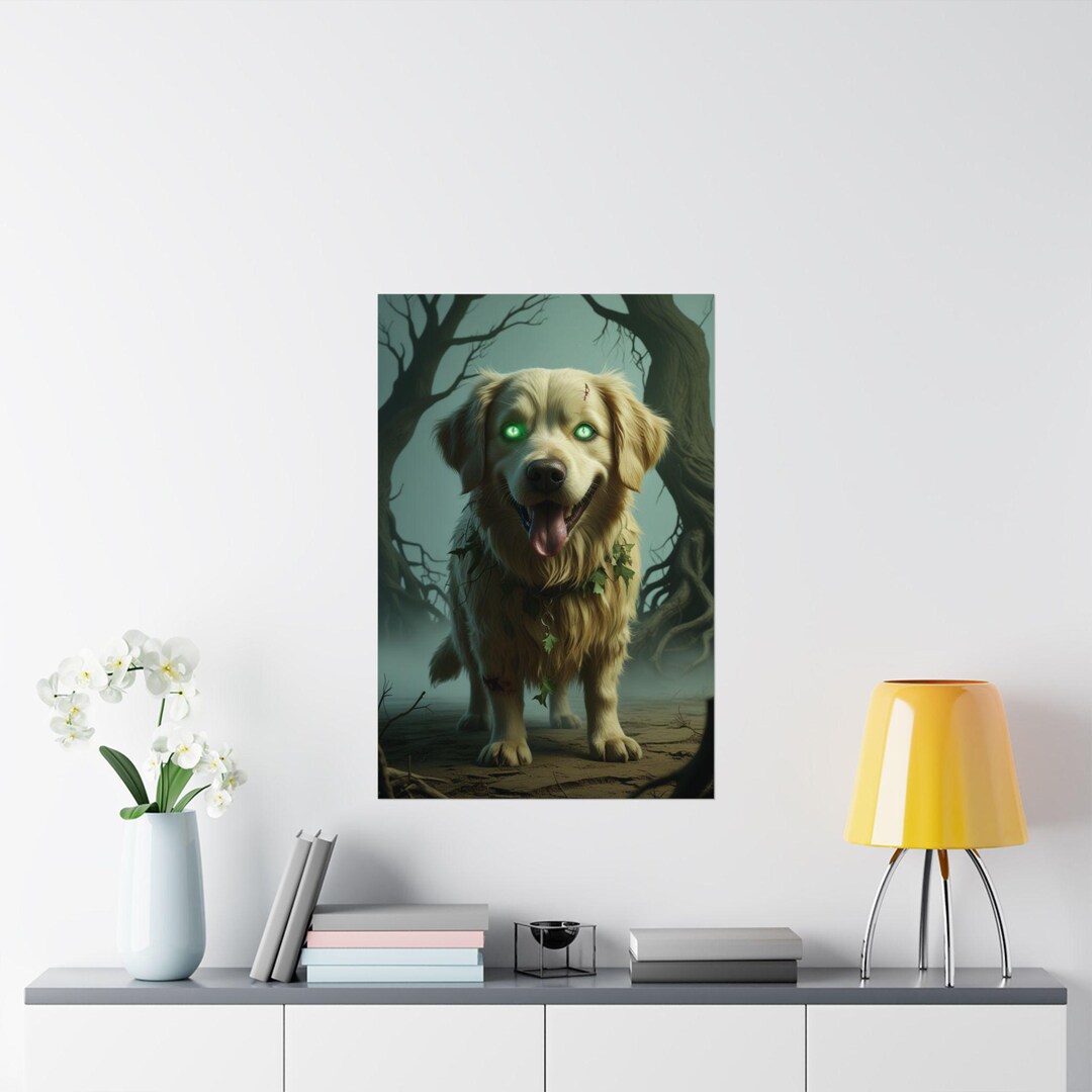 Spooky Zombie Labrador Poster - Creepy Halloween Zombie Dog Wall Art ...