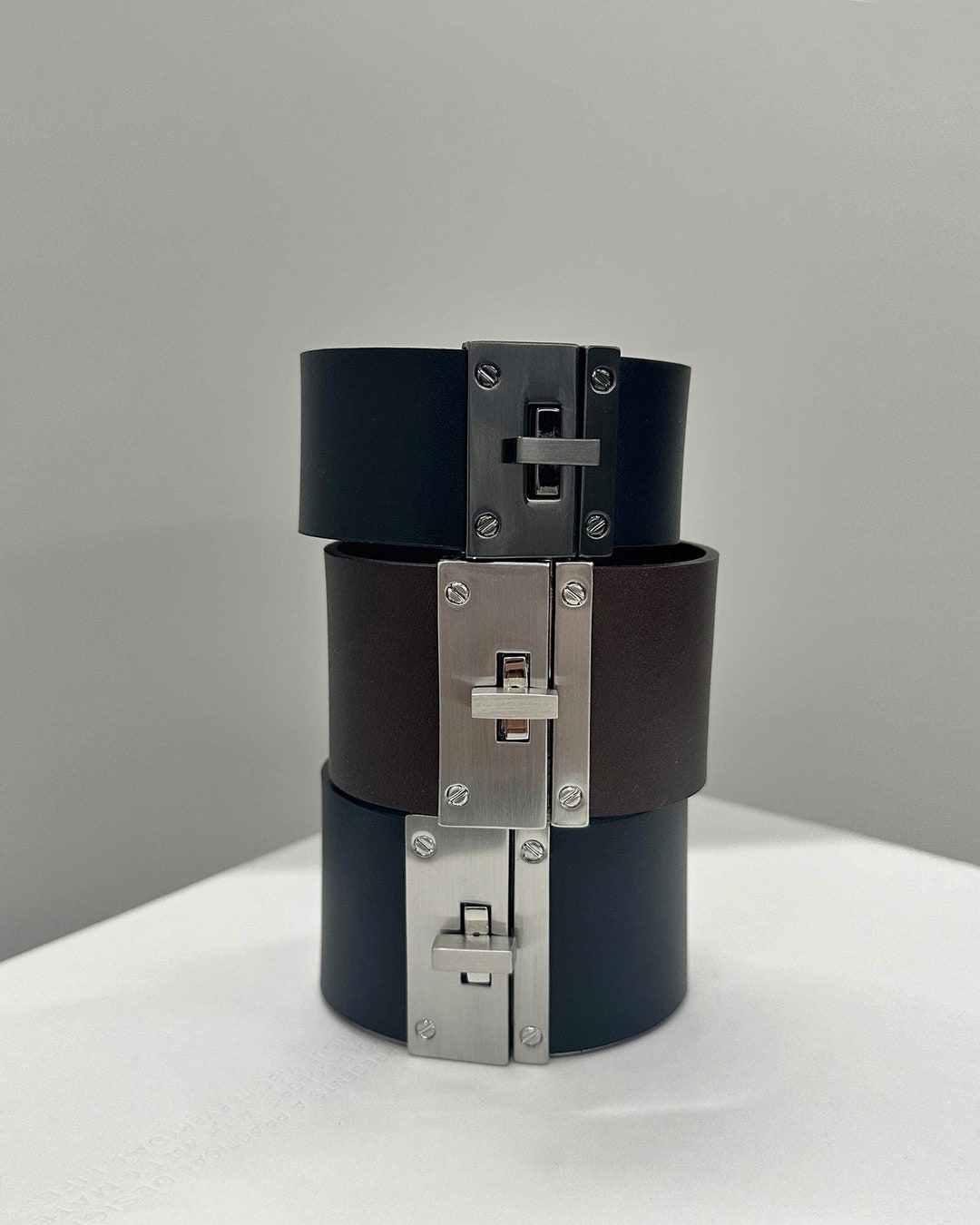 NEW SERIES - Chic Slim & Bold Satin Gold Leather Bracelet,wide ...