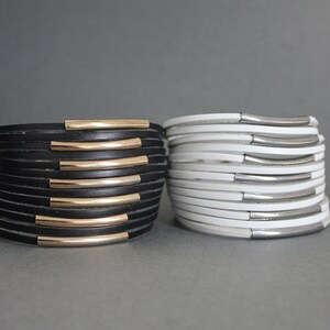 Multi Layered Leather Bracelet, Wide Leather Cuff for Women, Soft ...