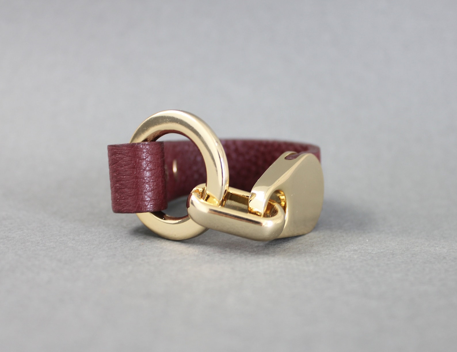 Embossed Italian Leather Bracelet With Gold Plated Metal Ring - Etsy