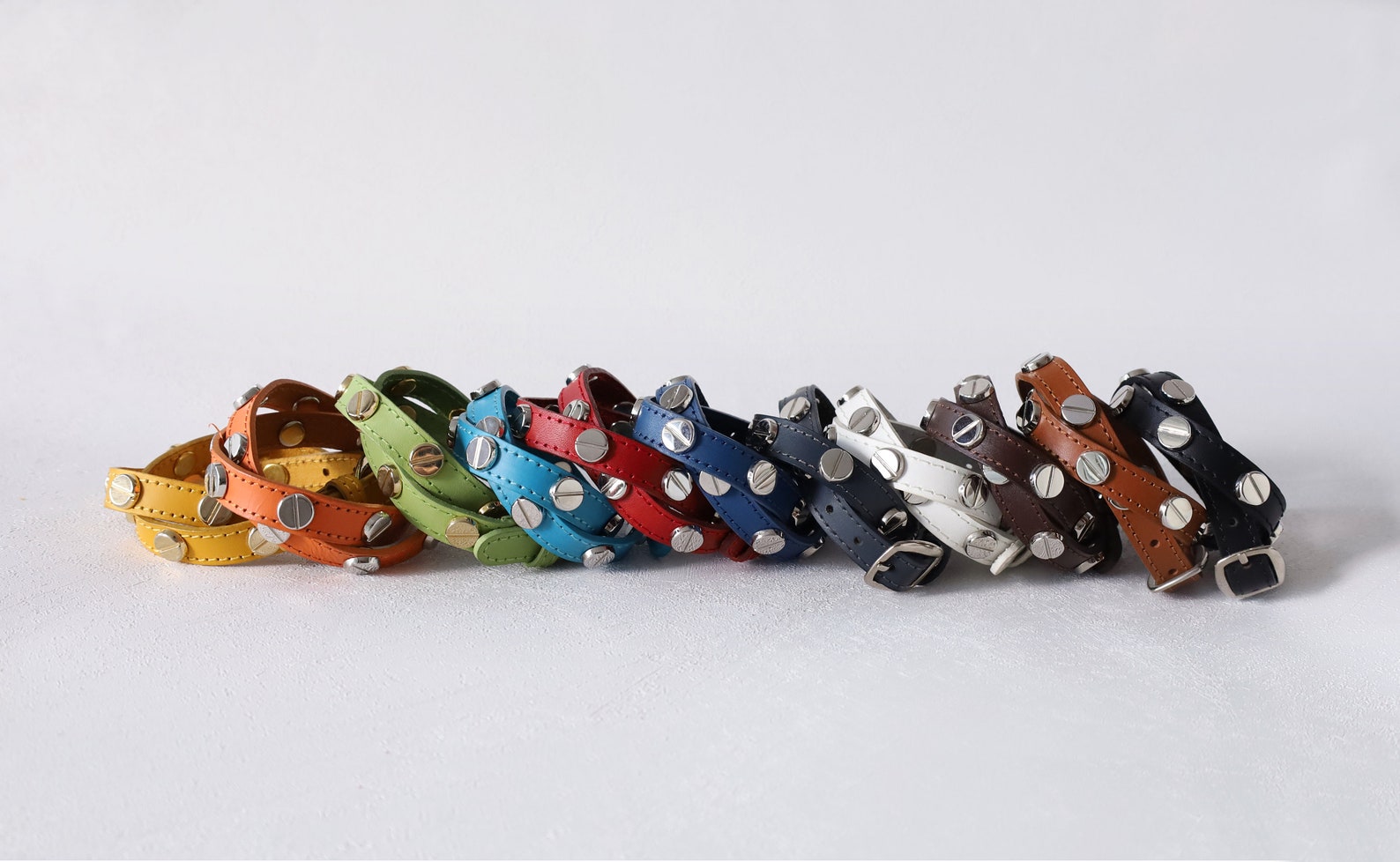Screw Stud Ornament Leather Bracelet Double Wrap Bracelet for - Etsy