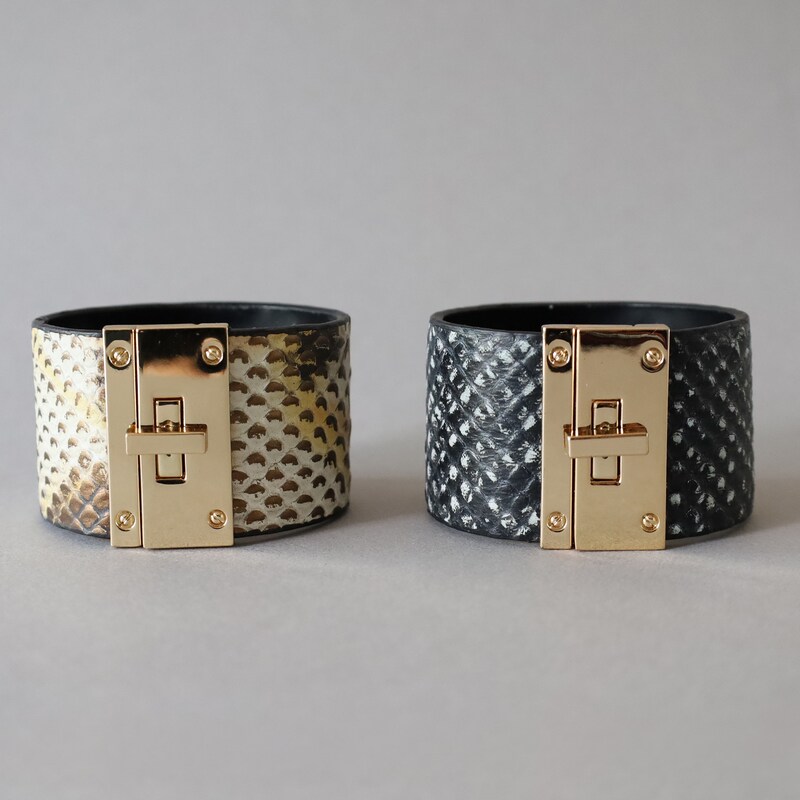 Wide Leather Cuff - Etsy