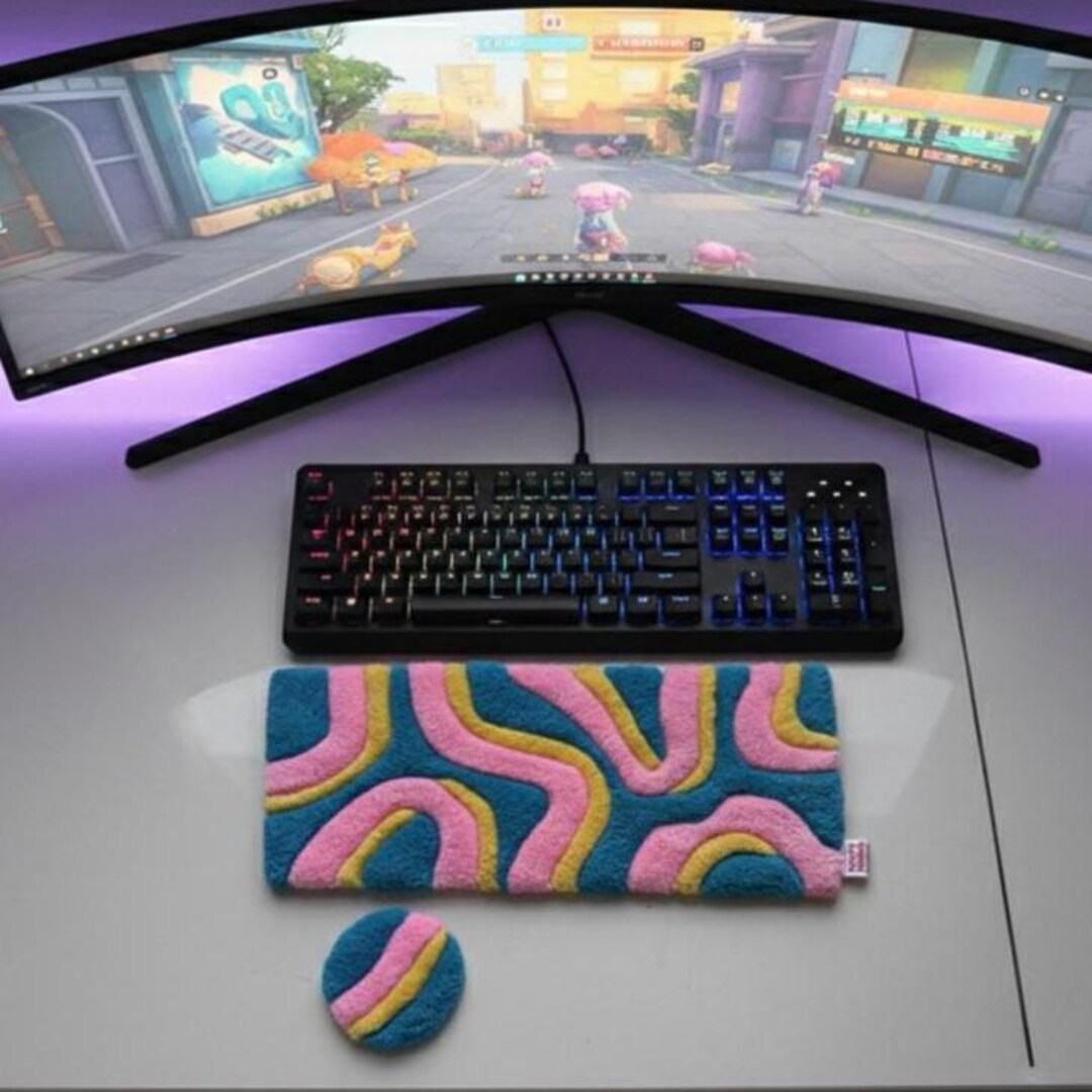 Tufted Keyboard | Colorful Tufted Keyboard Desk Rug | Handmade Keyboard ...