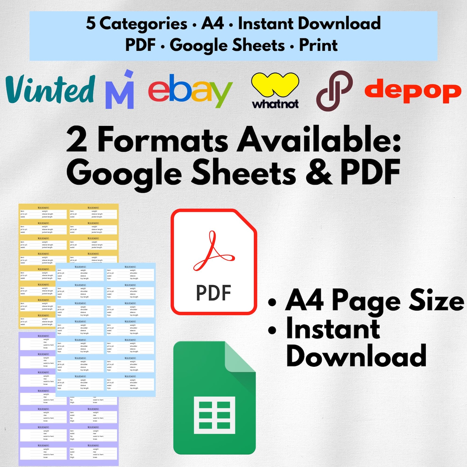 Clothing Measurement Guide Template for Resellers Poshmark Ebay Depop ...