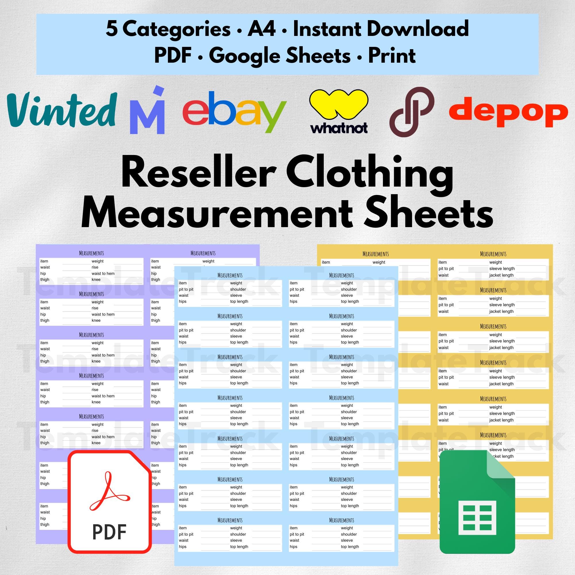 Clothing Measurement Guide Template for Resellers Poshmark Ebay Depop ...